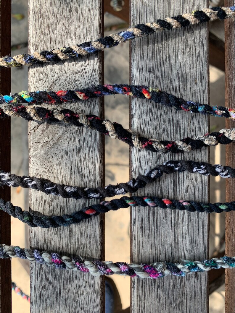 BLACK Upcycled Fabric Rag Rope, Scrap Fabric Twine, Fabric Cord ...