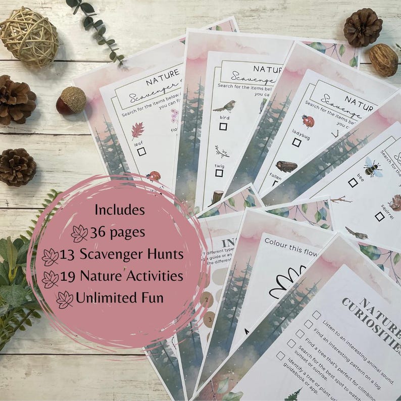 Nature Scavenger Hunt and Activity Book Bundle for Kids Preschool ...