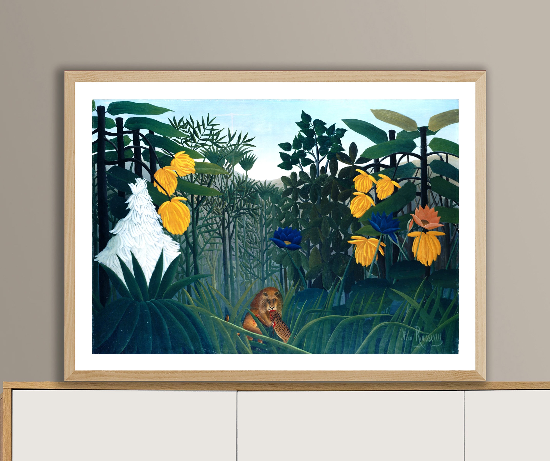 Henri Rousseau Jungle With A Lion