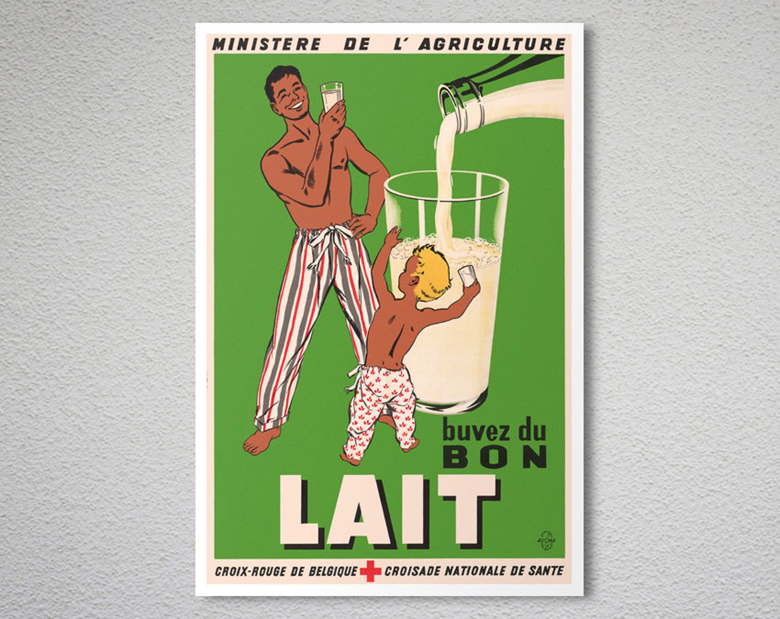 Buvez du Bon Lait Drink Milk Vintage Print Food & Drink | Etsy