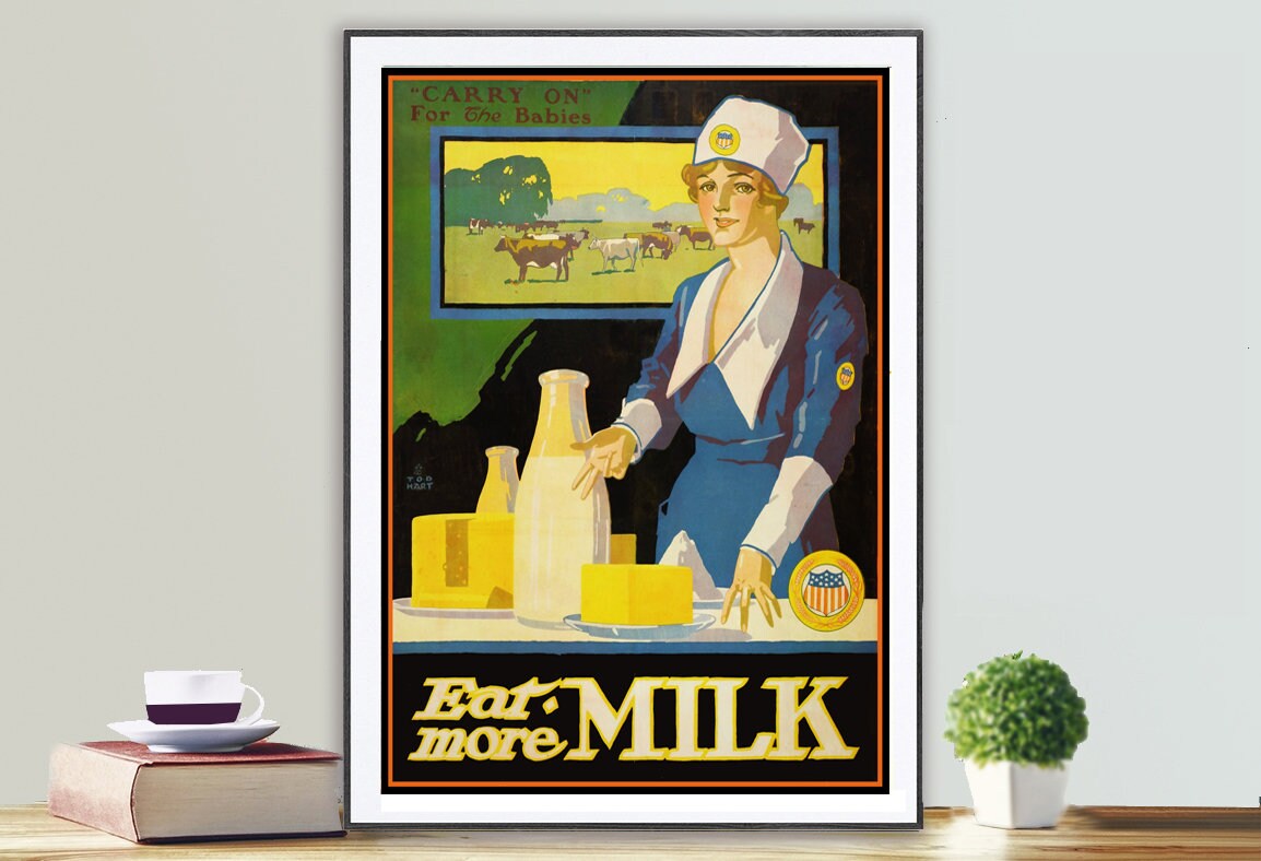 Eat More Milk Vintage Print Food & Drink Poster - Etsy UK