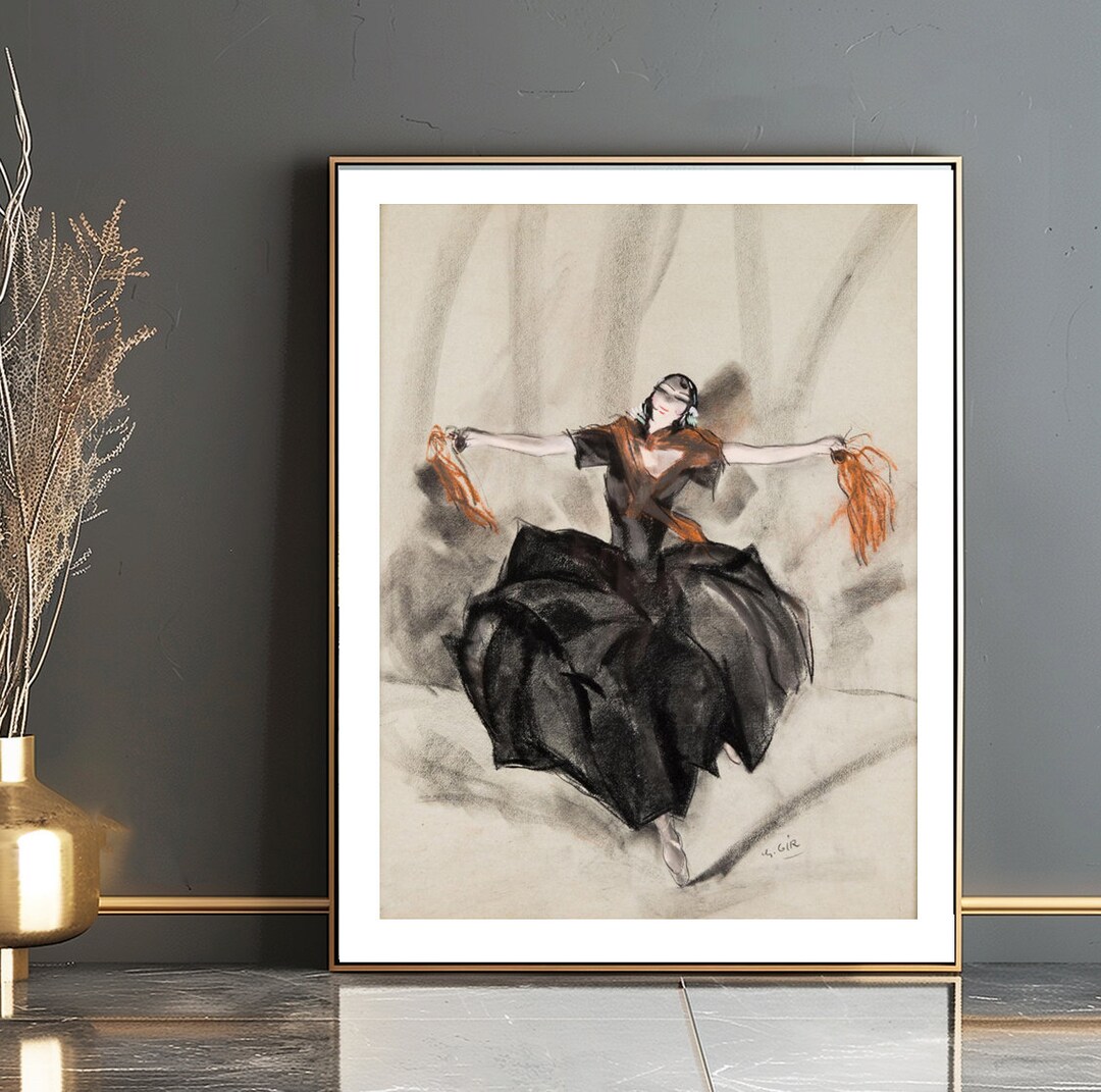 Charles Felix Gir Dancer Print: Fashion Illustration, Black Dress - Etsy