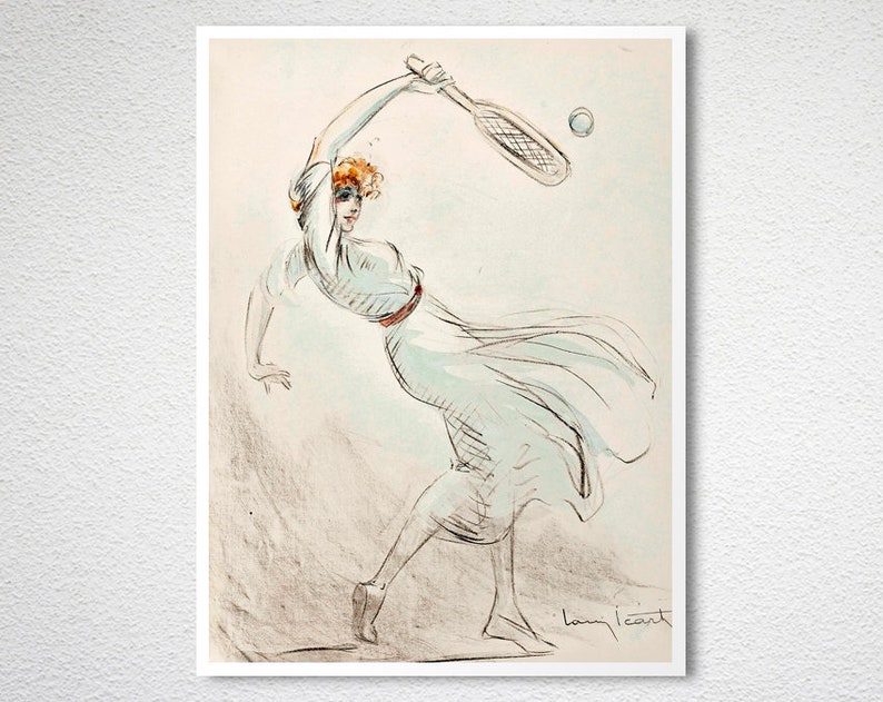 The Tennis Player Vintage Tennis Poster by Louis Icart - Etsy