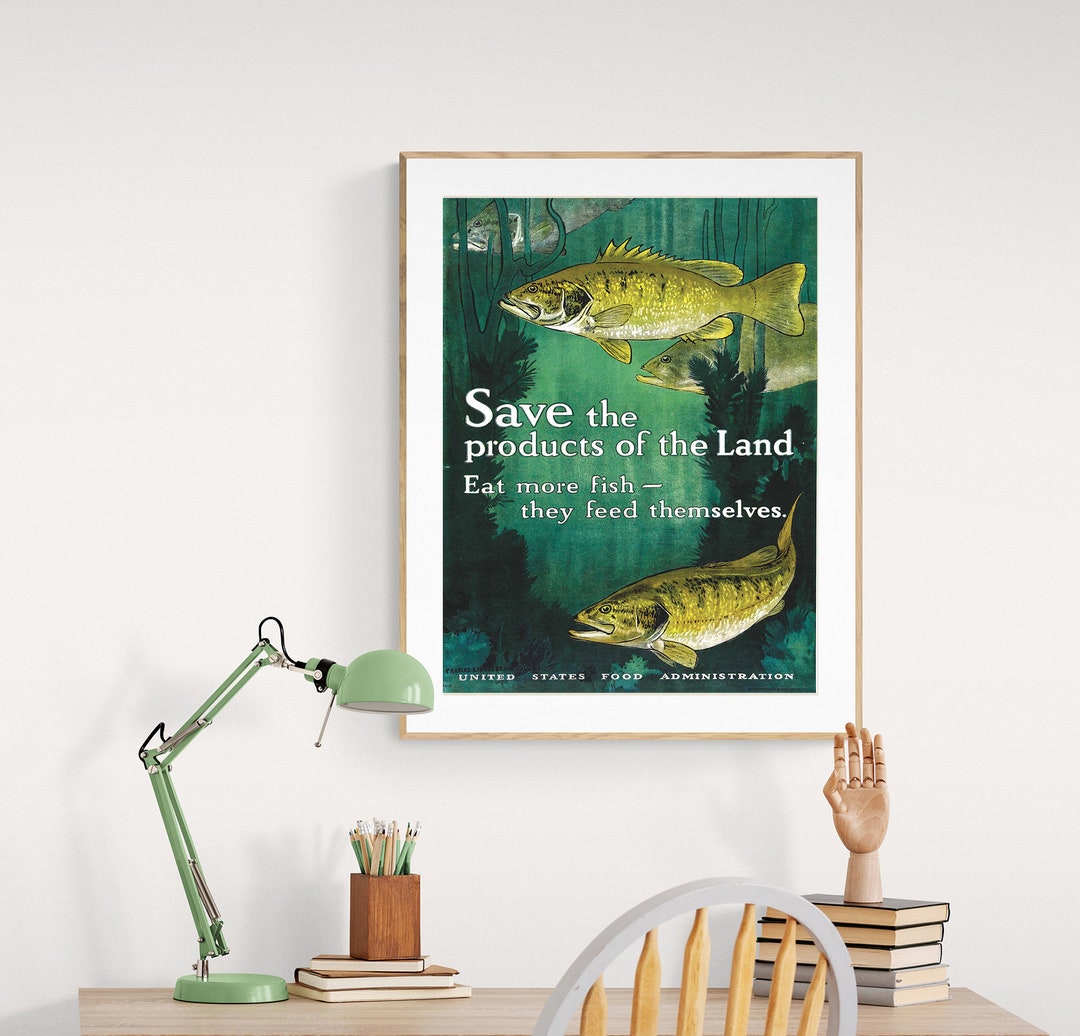 Vintage "eat More Fish" Motivational Poster: Reproduction Print - Etsy