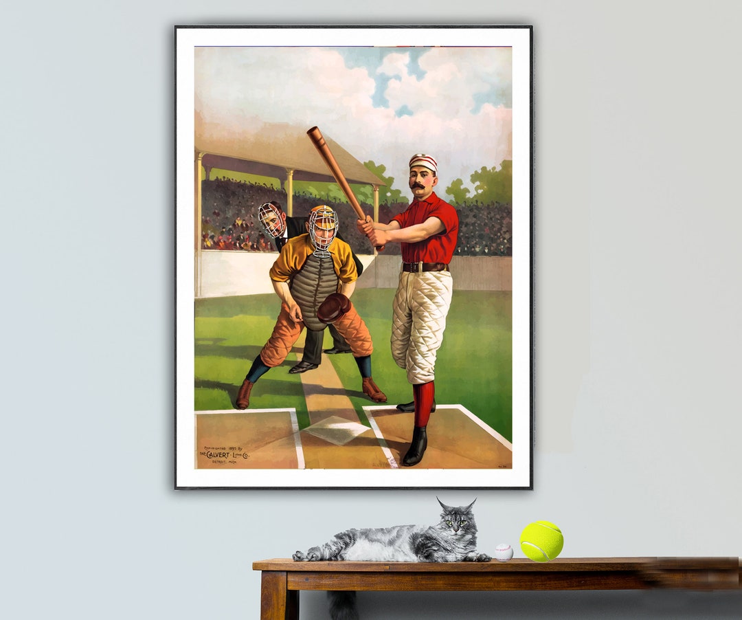 Baseball, Vintage Poster, Sports Print, Figurative Wall Art, American ...