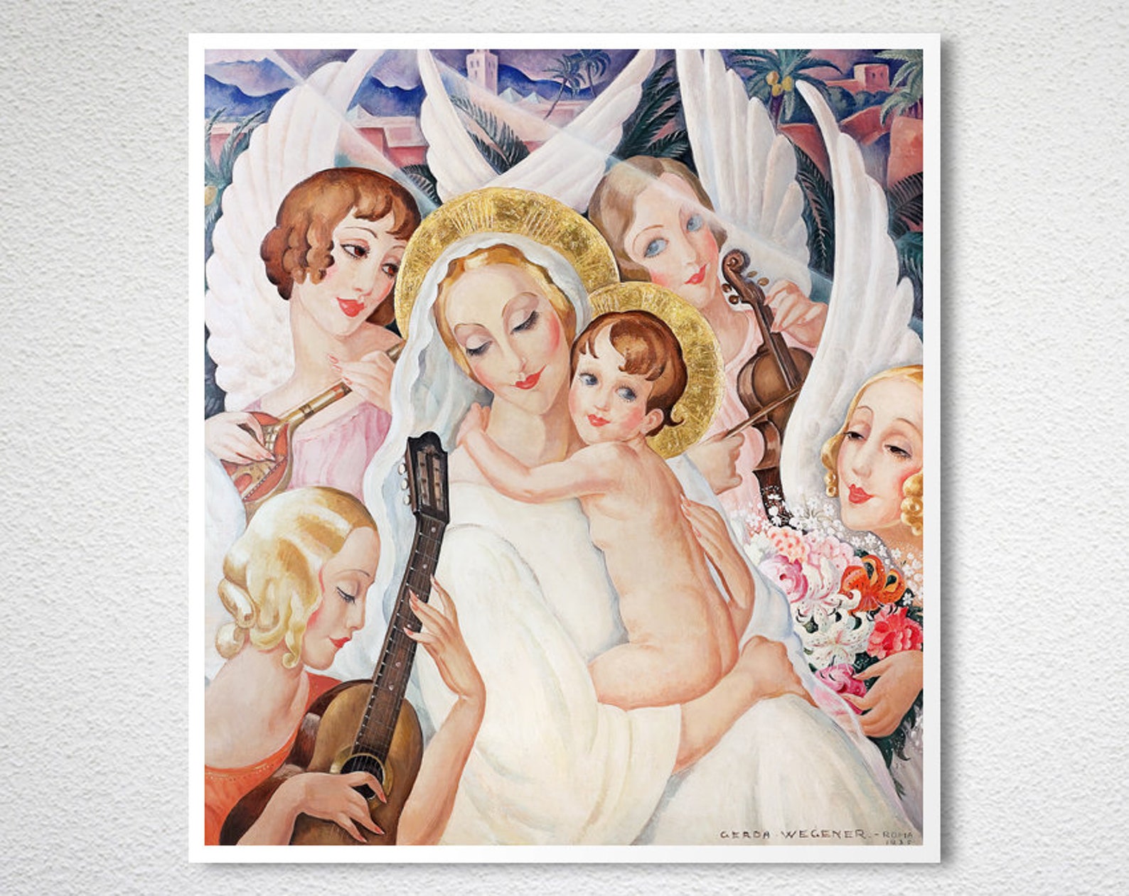 Madonna and Child With Musical Angels by Gerda Wegener Fine - Etsy