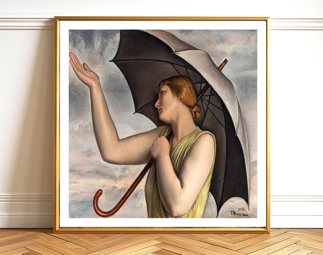 François Barraud Art Print: Woman With Umbrella, Figurative Wall Decor ...