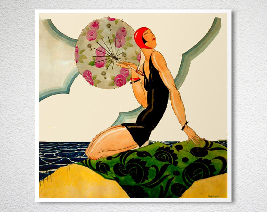 Bather by Rene Vincent Vintage Poster Fashion Wall Art - Etsy