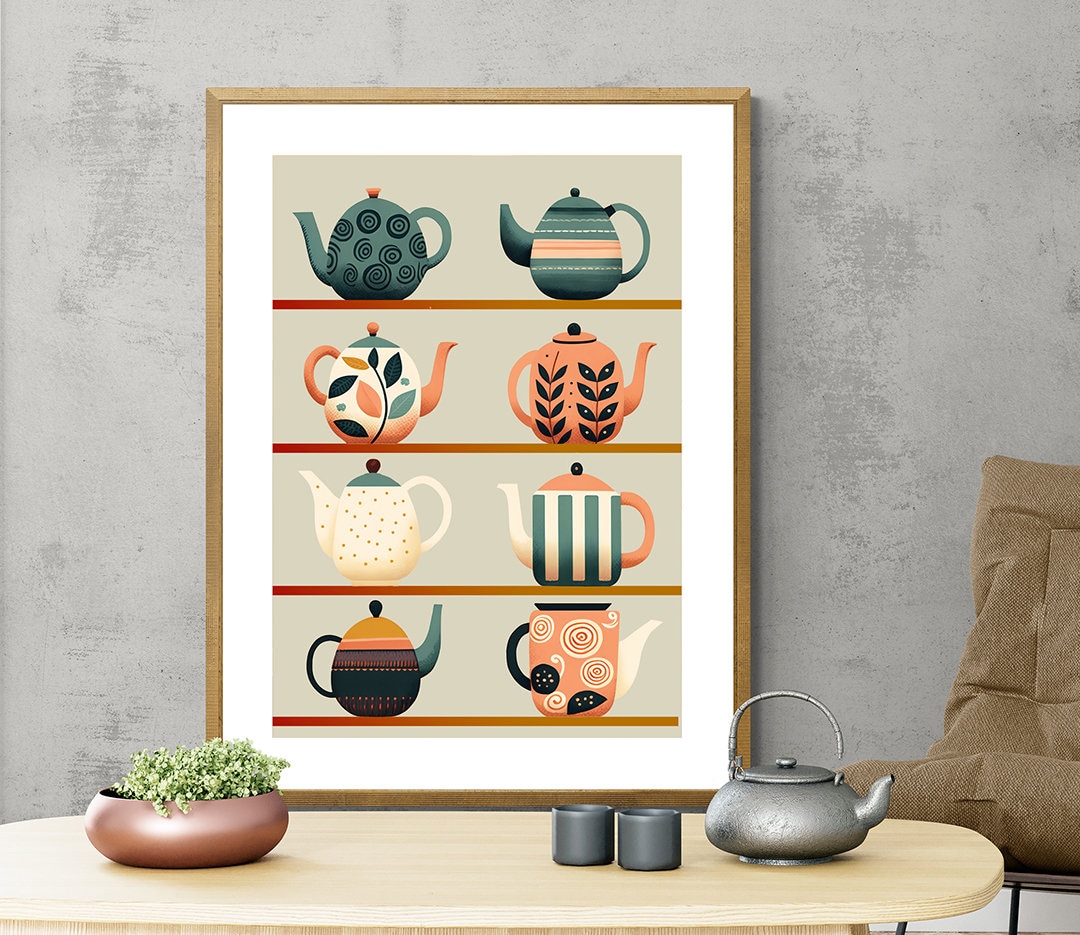 Teapots Collection Fine Art Print - Teapots Poster, Art Deco Art Print ...
