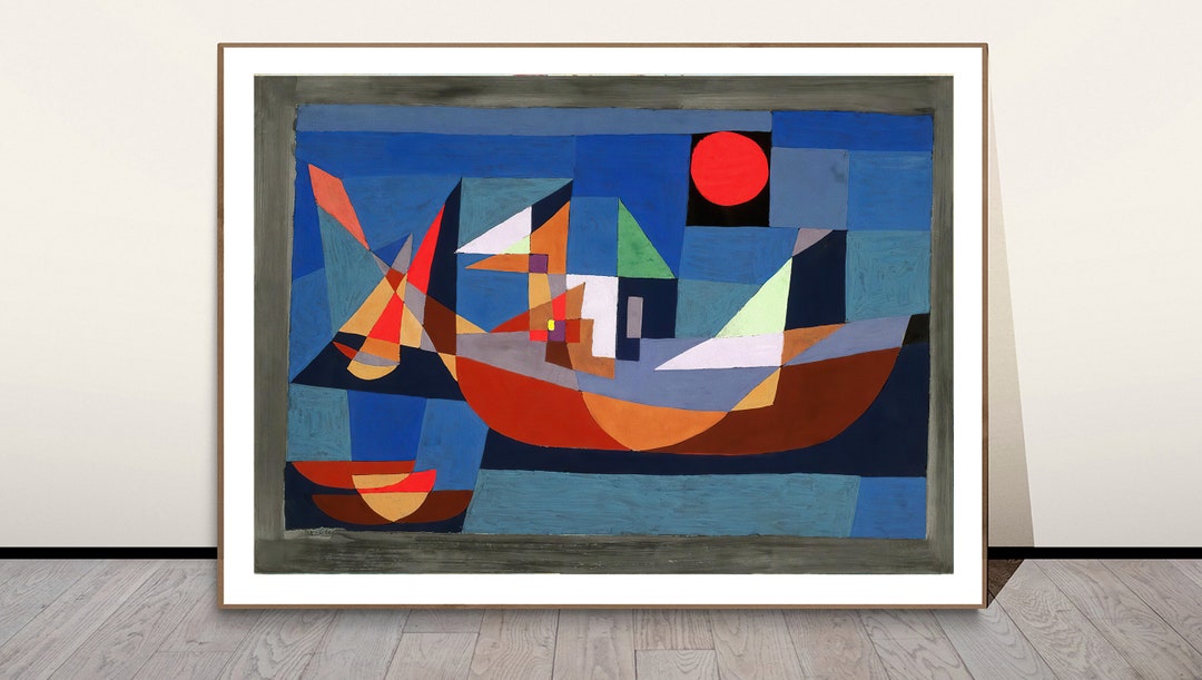 Ships at Rest, Ruhende Schiffe von Paul Klee Fine Art Print Nautische ...