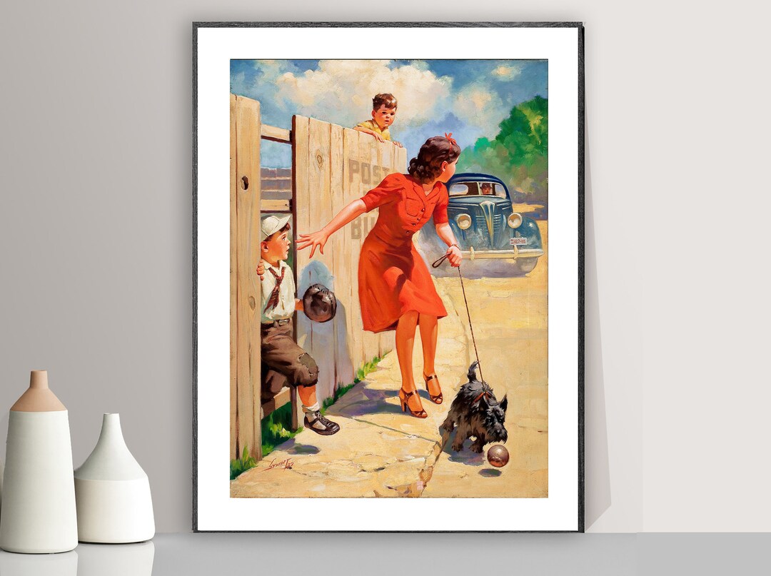 Raymond James Stuart Print: Car Approaching, Figurative American Wall ...