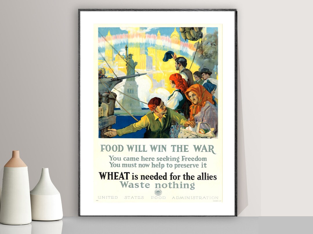 Food Will Win the War, Vintage Print, Typographic Poster, Motivational ...