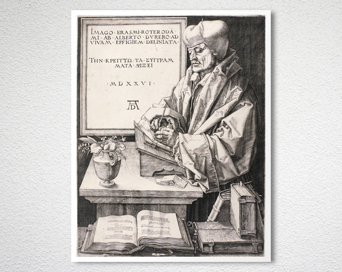 Erasmus Rotterdam by Albrecht Durer Fine Art Print Black & - Etsy