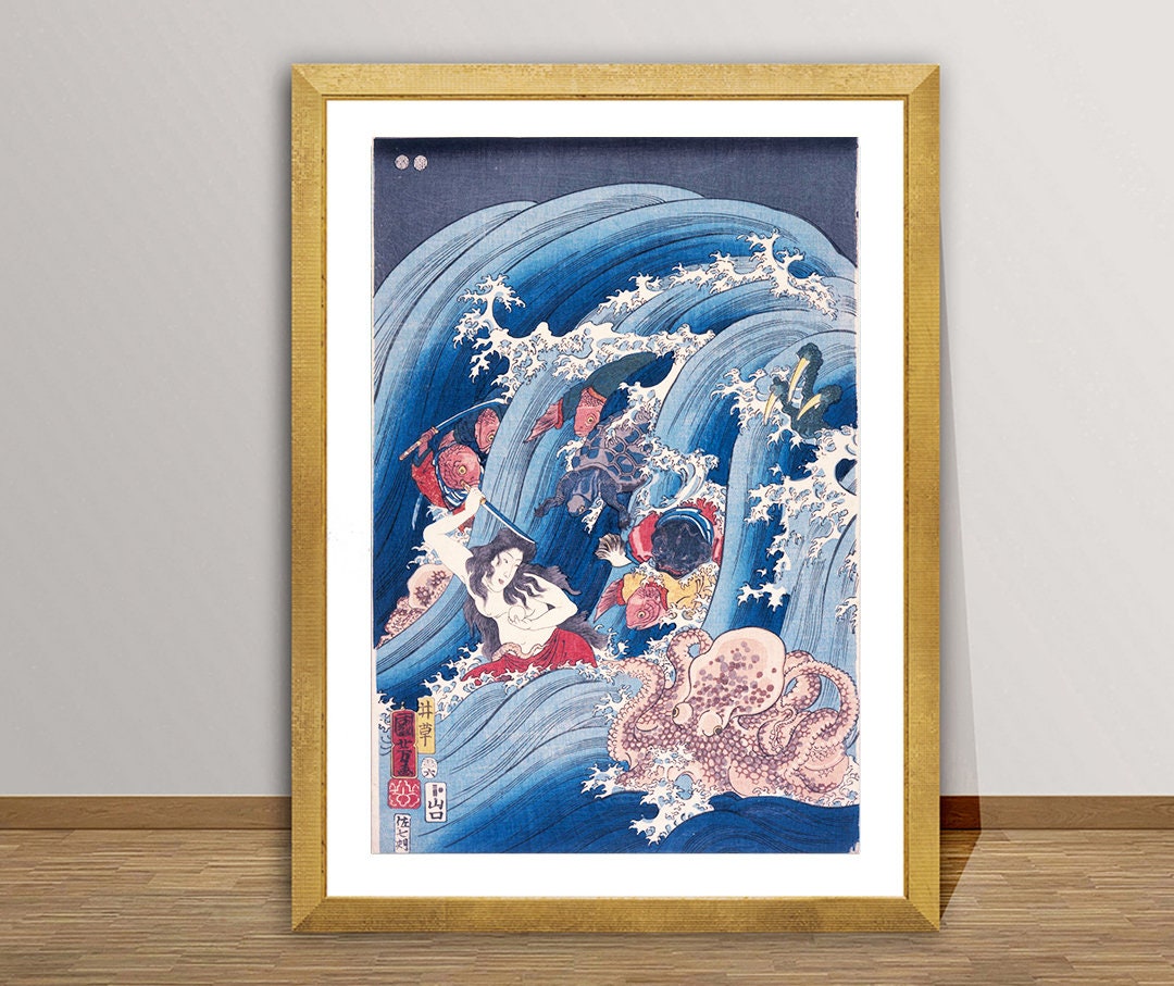 Kuniyoshi Japanese Art Print: Princess Tamatori and the Dragon Palace ...