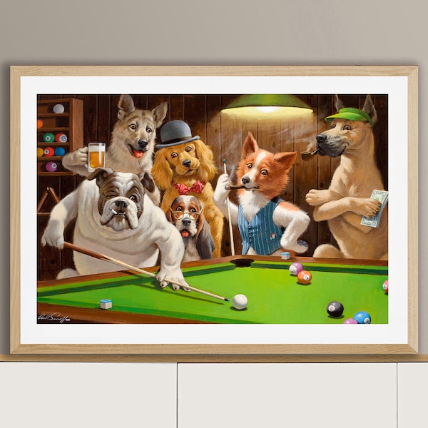 Dogs Playing Pool - Etsy
