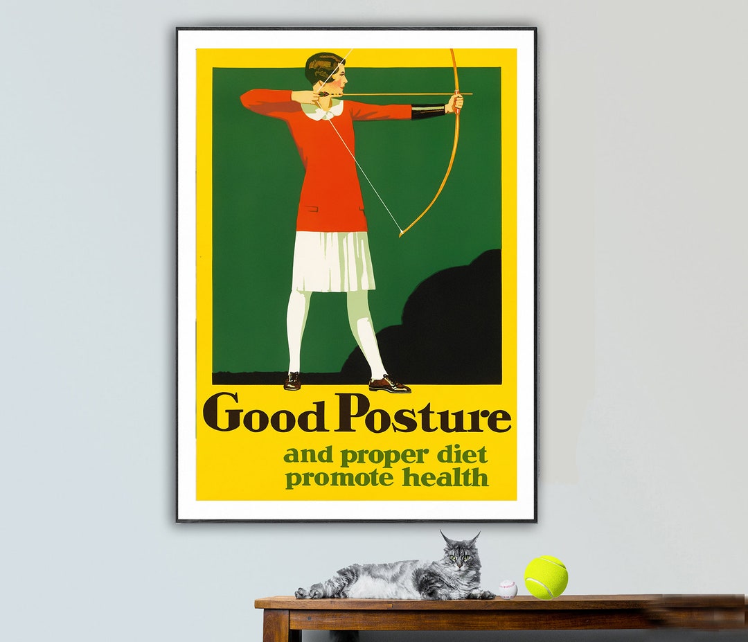 Good Posture and Proper Diet, Promote Health, Vintage Poster, Retro ...