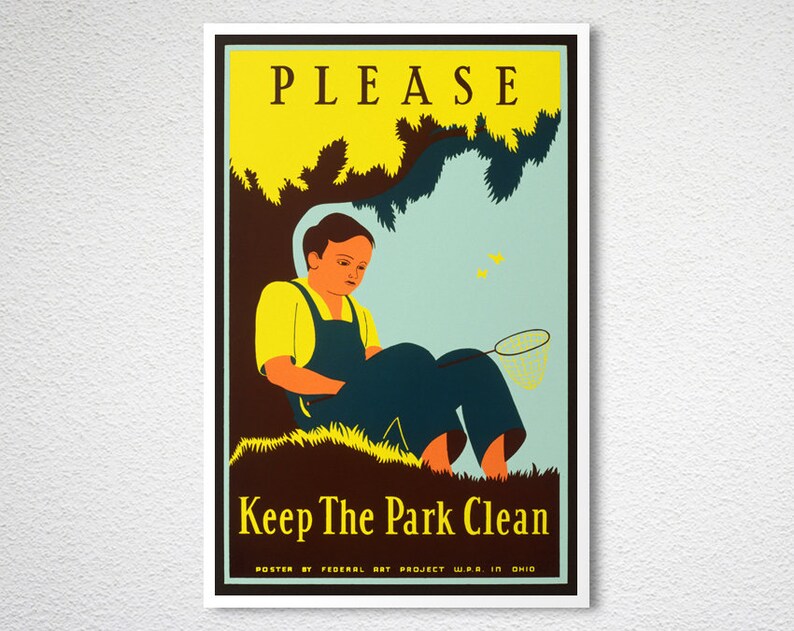 Please Keep the Park Clean Vintage Motivational Poster - Etsy