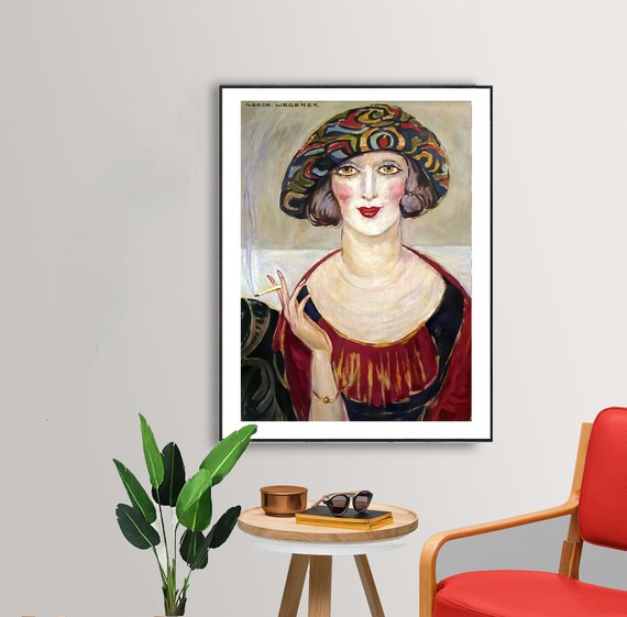 Smoking Portre by Gerda Wegener Fine Art Print Poster Paper | Etsy