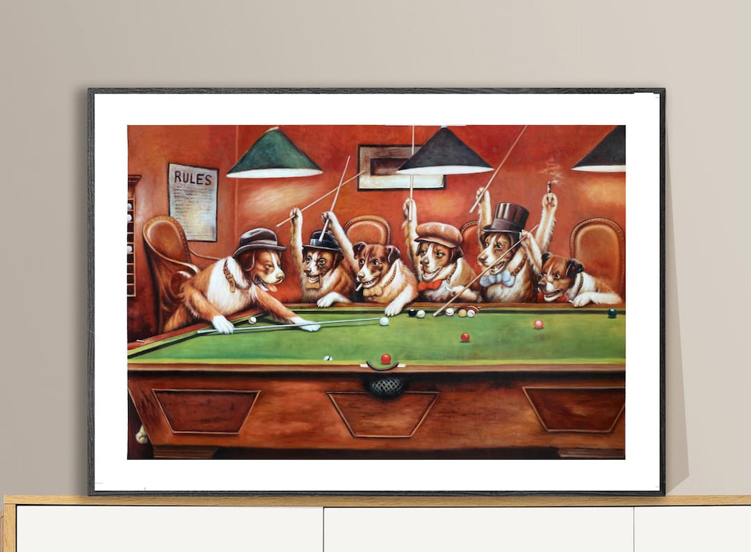 Dogs Playing Pool Billiard by Cassius Marcellus Coolidge Fine Art Print ...