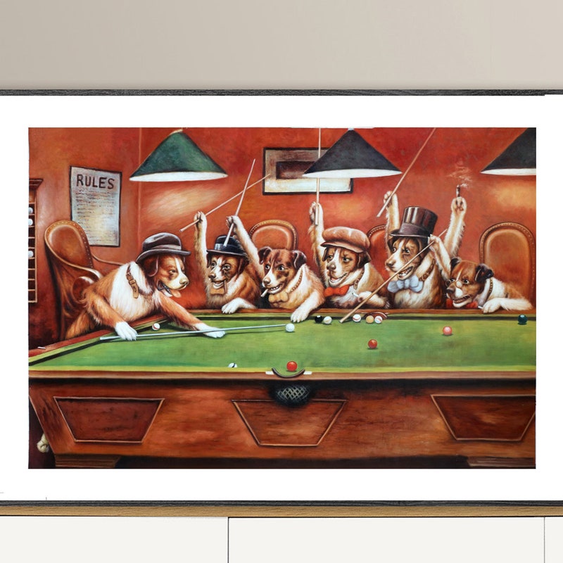 Dogs Playing Pool - Etsy