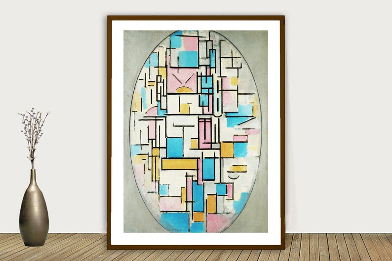 Composition in Oval With Color Planes by Piet Mondrian Fine | Etsy