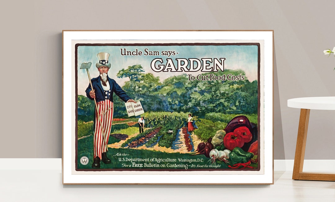Uncle Sam Garden Vintage Poster: Patriotic Kitchen Wall Decor - Etsy