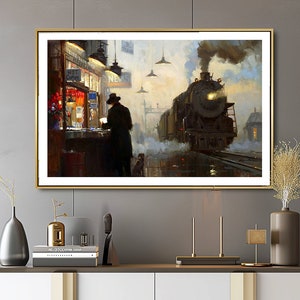 Lionel Walden Night Train Art Print: Vintage Cityscape Painting - Etsy