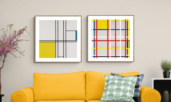 Set of 2 Prints Piet Mondrian Collection Composition Fine Art - Etsy