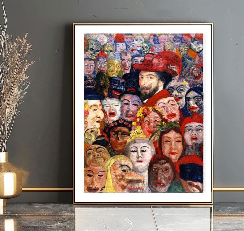 James Ensor Self Portrait With Masks Fine Art Print: Expressionist ...