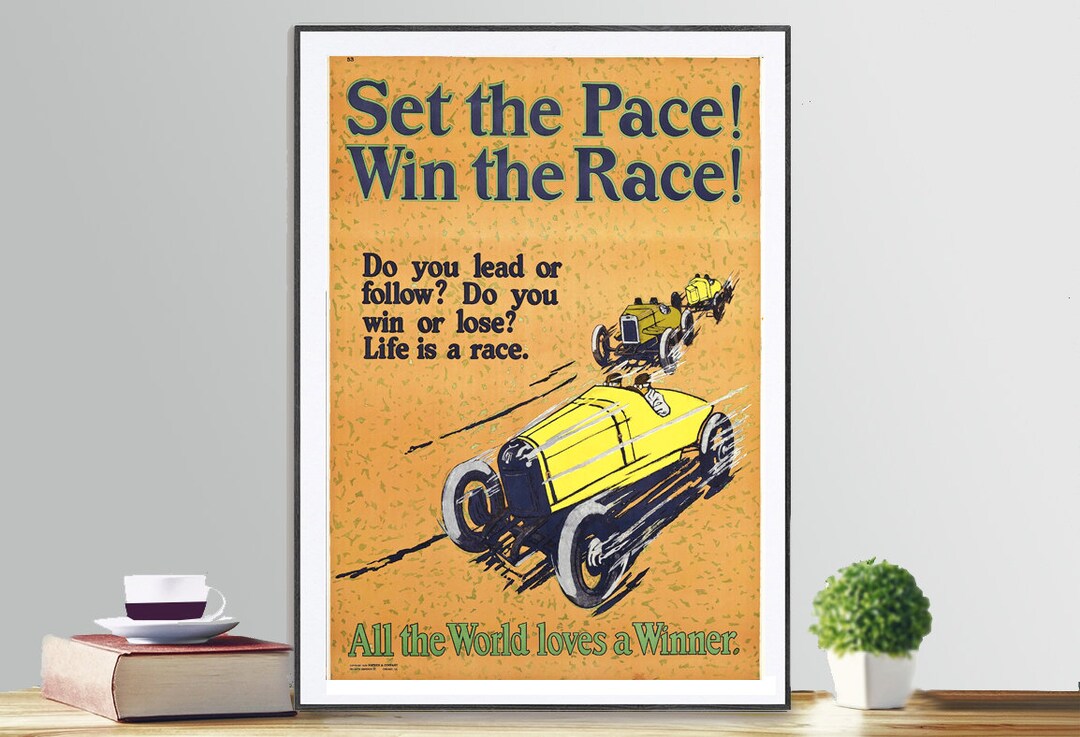 Vintage Racing Poster: "set the Pace! Win the Race!" - Etsy