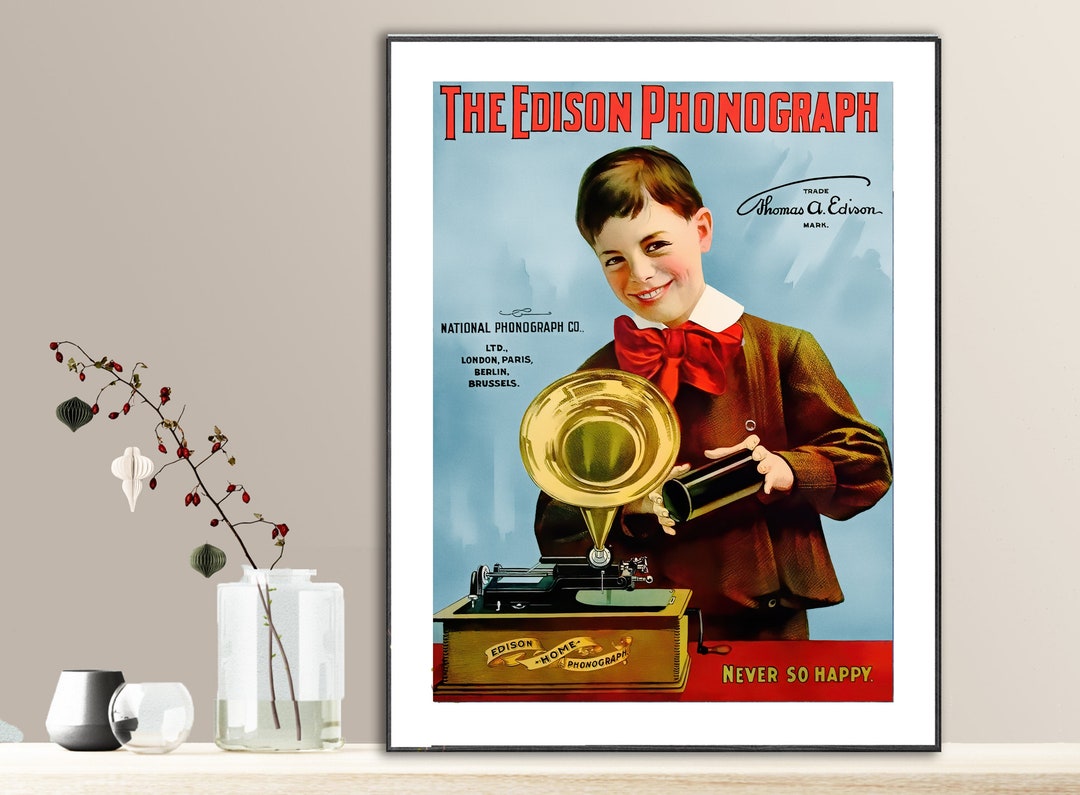 Edison Phonograph Vintage Poster: Entertainment Wall Decor - Etsy