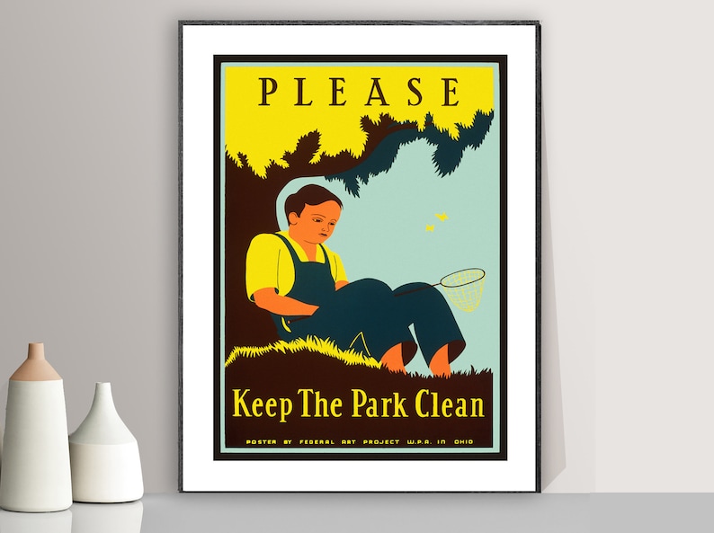 Vintage motiverende poster 'Keep the Park Clean' - retro muurkunst ...