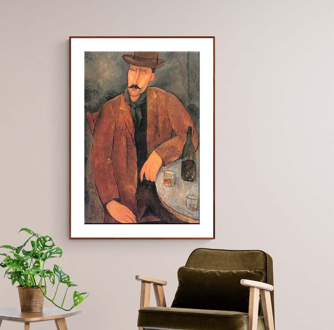 Modigliani Print: Seated Man Leaning on Table, Fine Art Poster or ...
