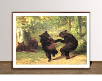 William Holbrook Reproduction Print, Dancing Bears Canvas Print, Bears ...