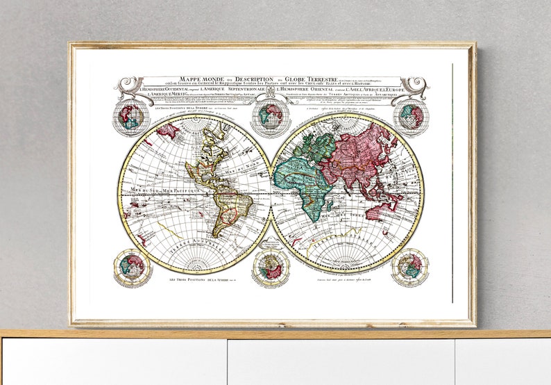 Mappe Monde the World Map by Hendrik De Leth 1740 Fine Art - Etsy