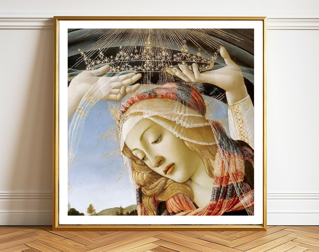 The Madonna of the Magnificat, Detail of the Virgin's Face and Crown by ...