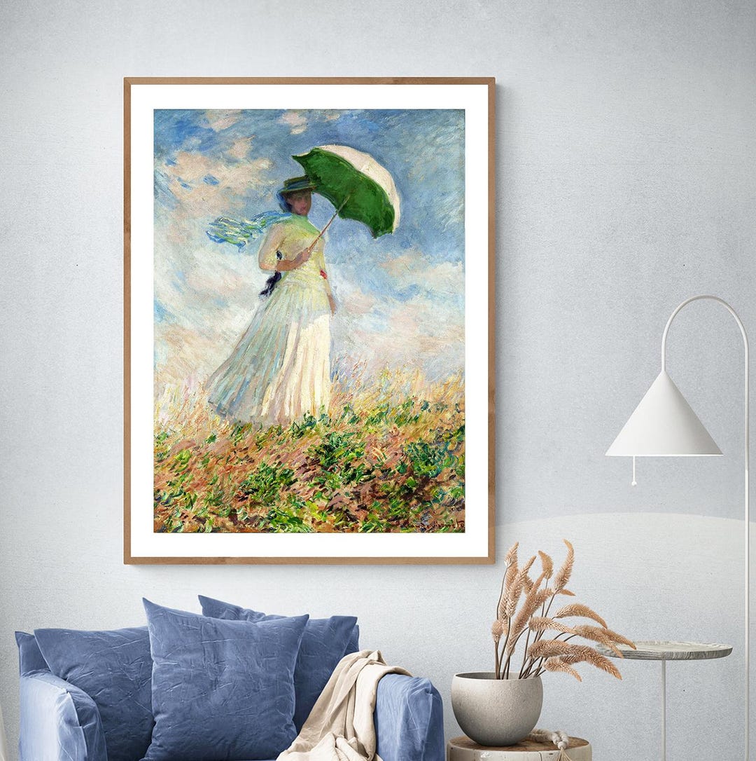 Monet Woman With Parasol Art Print: Figurative Impressionism Wall Decor ...