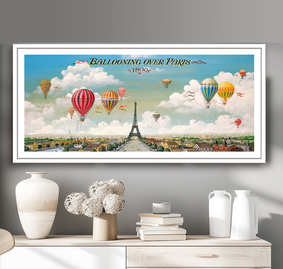 Ballooning Over Paris, France Fine Art Print - Landscape Poster, Gift ...