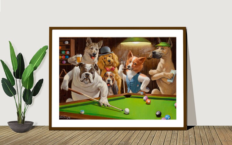 Dogs Playing Pool Billiard by Cassius Marcellus Coolidge Fine - Etsy