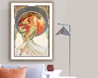 Woman With Poppies by Alphonse Mucha Fine Art Print Poster | Etsy