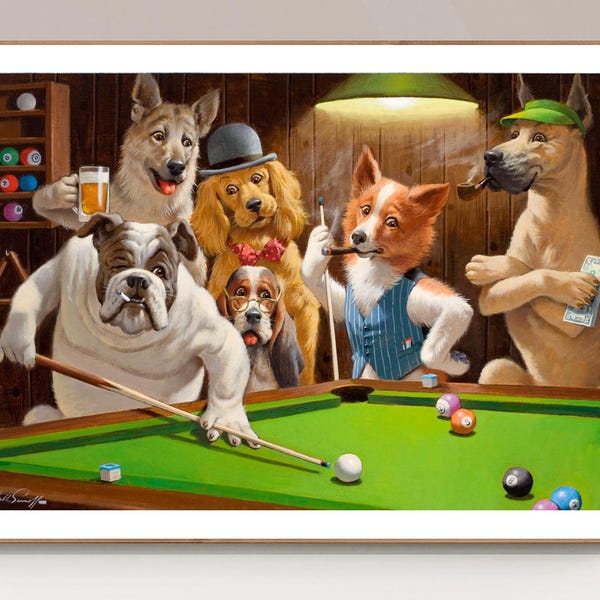 Dogs Playing Pool - Etsy