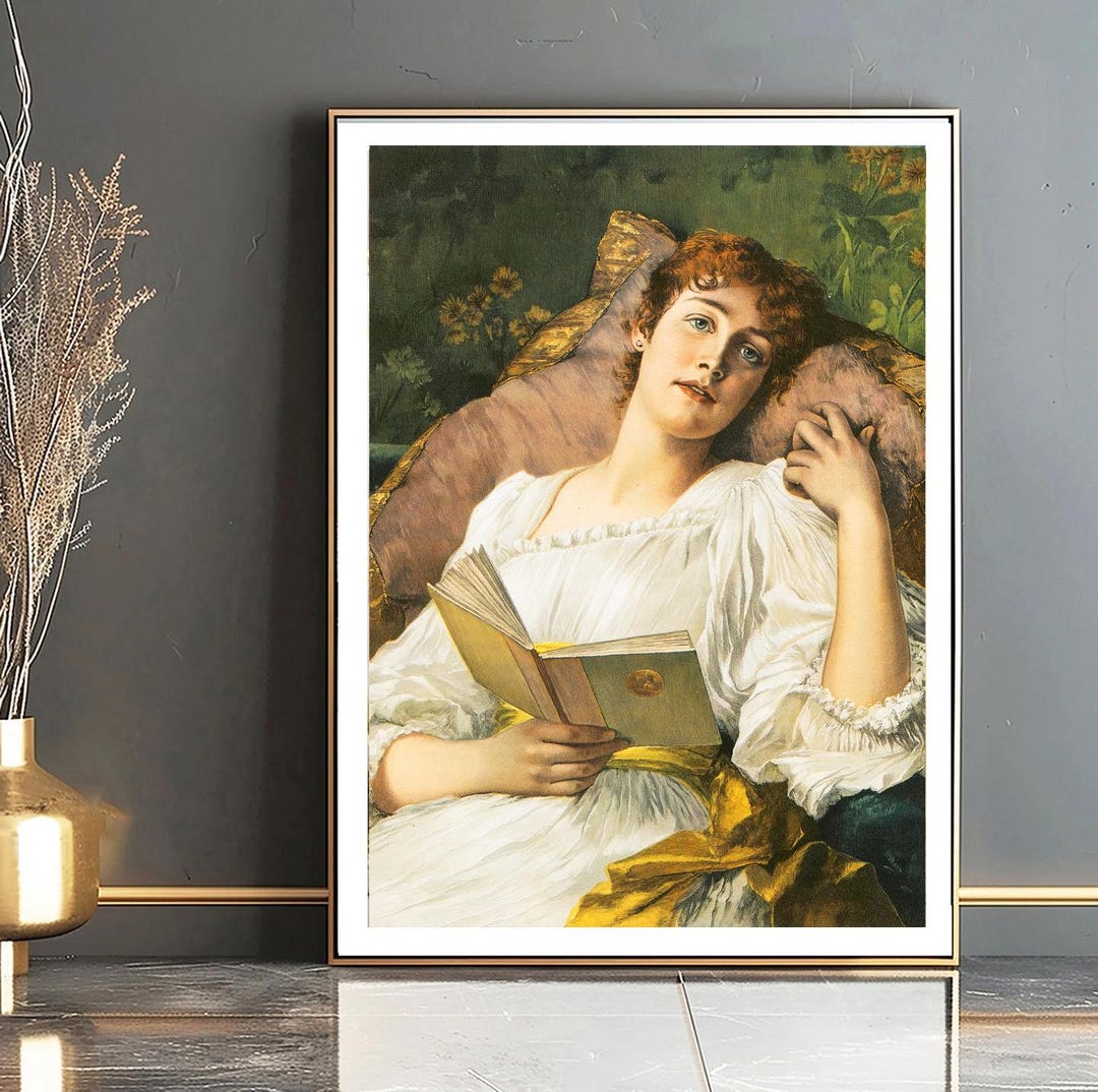 Conrad Kiesel Woman Reading Novel Art Print: Vintage Wall Decor - Etsy