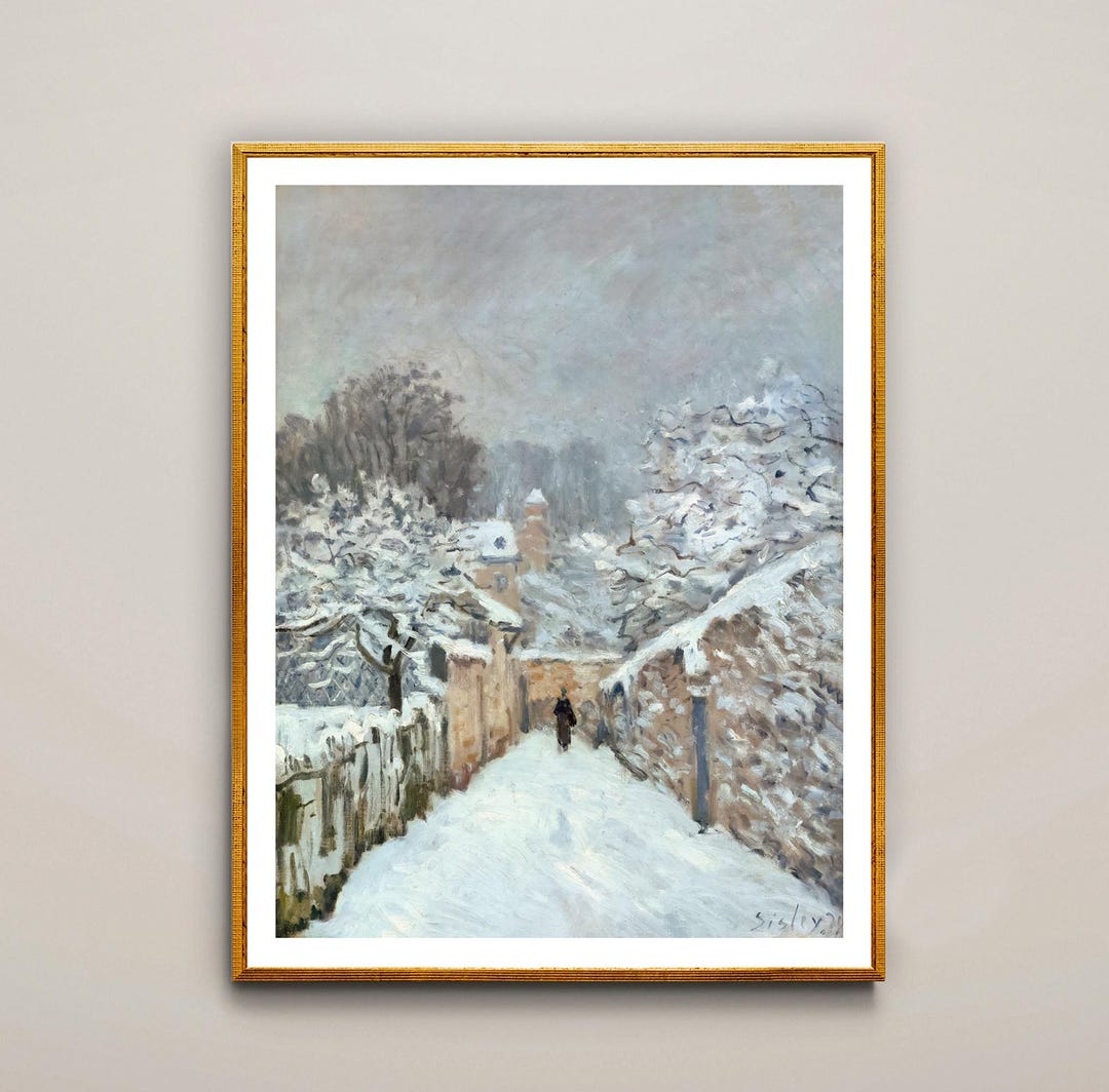 Sisley Snow at Louveciennes Print: Impressionist Winter Landscape Art ...
