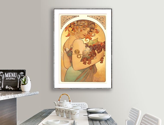 Fruits by Alphonse Mucha Fine Art Print Vintage Painting | Etsy