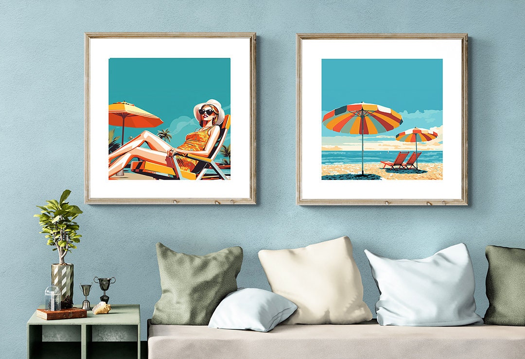 Set of 2 Summer Vibes Prints, Summer Vibes Composition Fine Art Prints ...