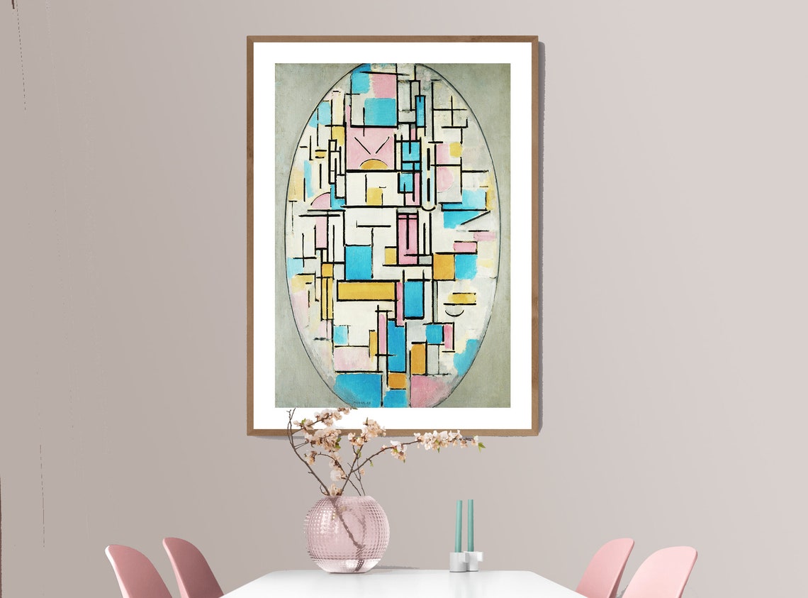 Composition in Oval With Color Planes by Piet Mondrian Fine | Etsy
