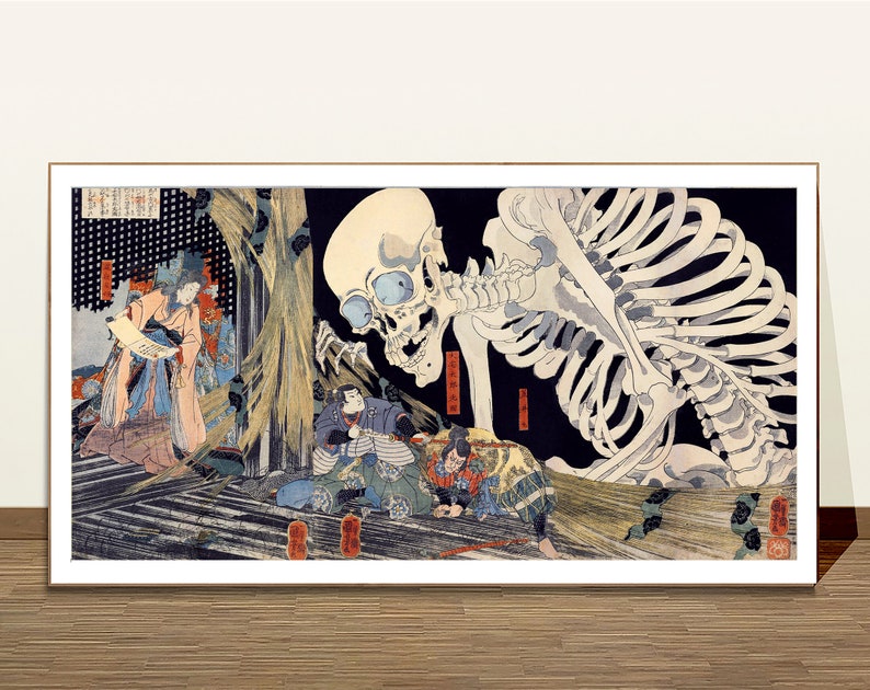 Kuniyoshi Utagawa Print: Mitsukuni Defying Skeleton Spectre - Japanese ...