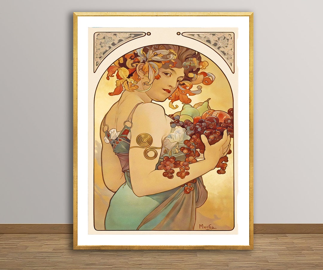 Fruits by Alphonse Mucha, Fine Art Print, Vintage Painting, Food ...