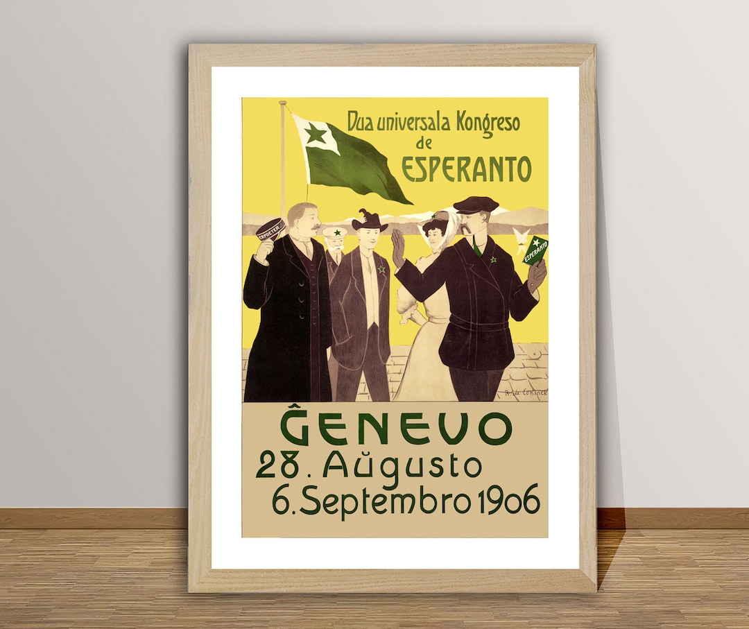 Esperanto Congress Geneva 1906 Vintage Poster: Retro Cafe Wall Art - Etsy