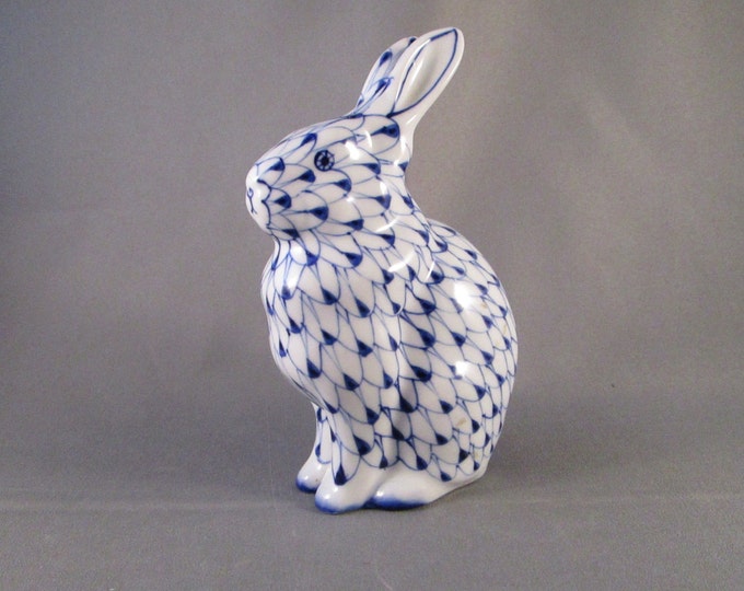 Blue and White Porcelain Rabbit Figurine 004 - Etsy